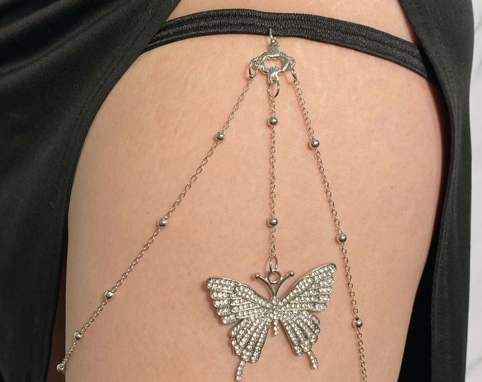 Icy Butterfly Thigh Chain,leg Chain,body Jewelry, Butterfly Jewelry ...