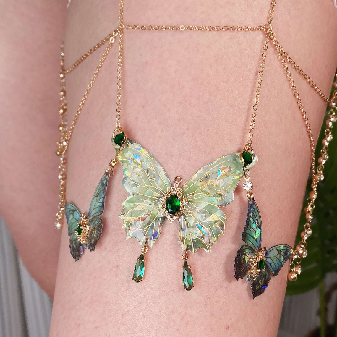 Enchanting Forest Fairy Butterfly Thigh Chain,leg Chain, Body Jewelry ...