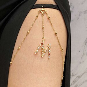 Dainty Thigh Chain Initial Diamond Leg Chain body Chainhandmade Leg ...