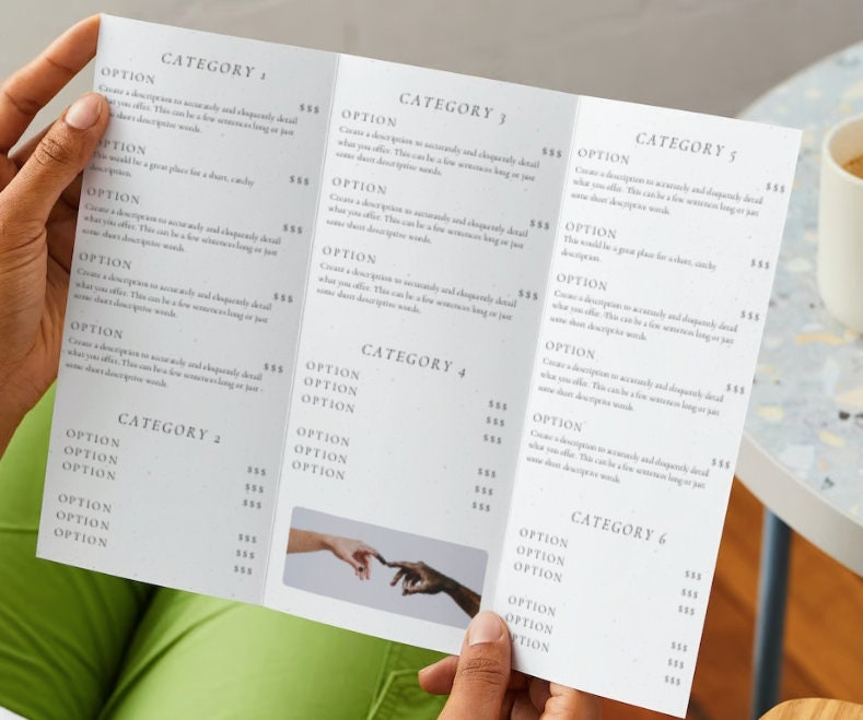 Beige Speckled Service Menu Brochure, Spa Service Pamphlet, Modern Warm ...