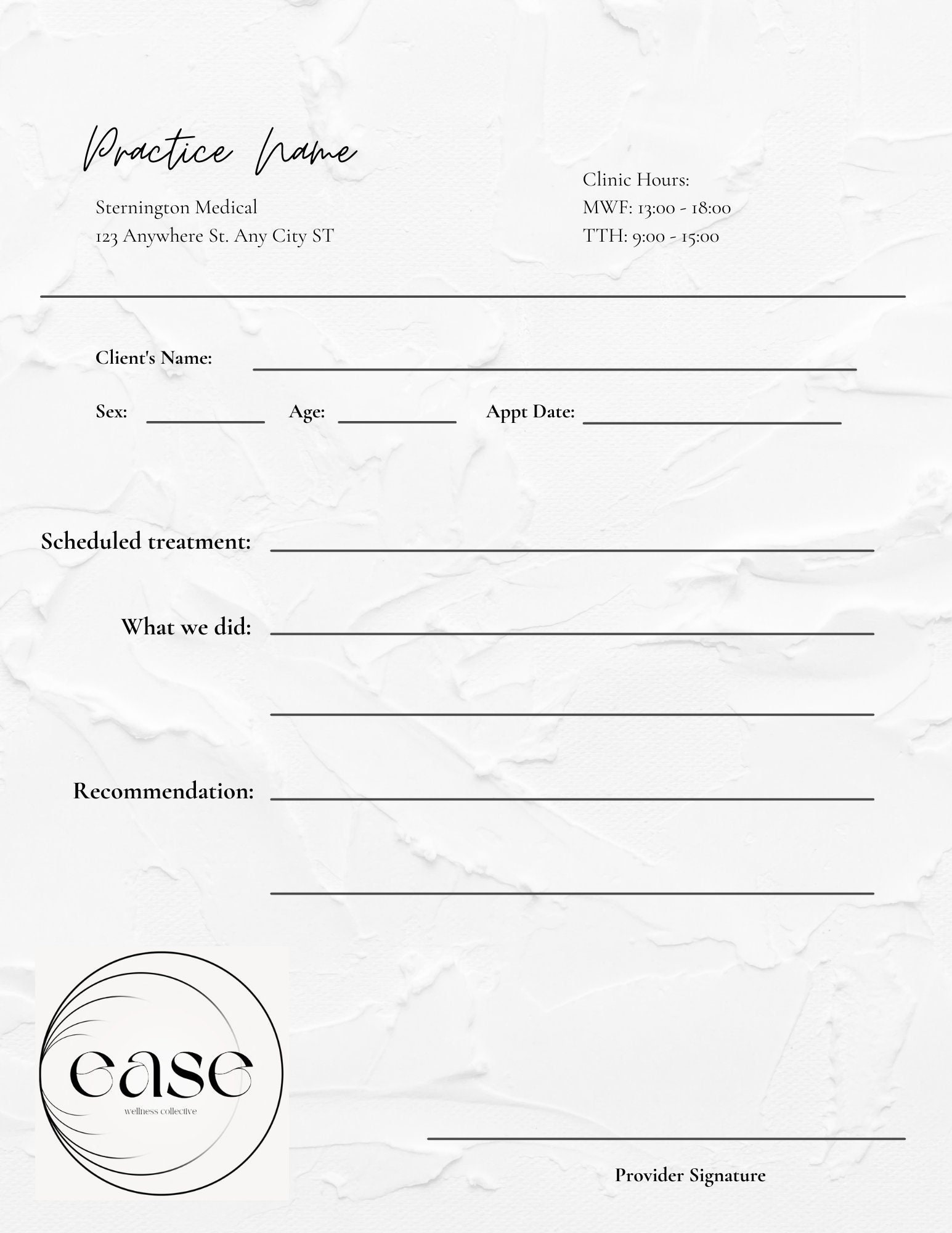 Soft Beige Plaster Texture Treatment Summary Notepad for Spa or Medical ...