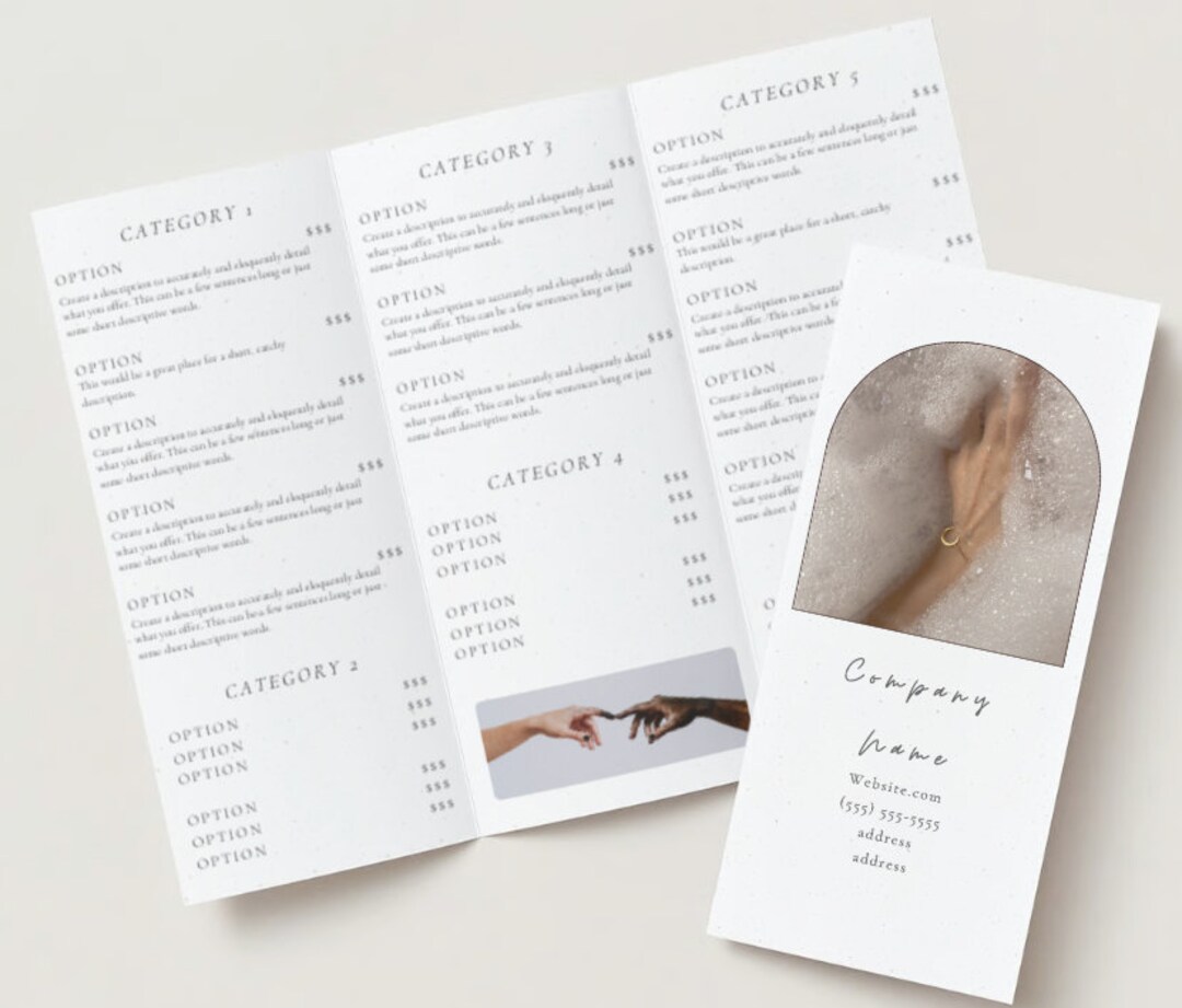 Beige Speckled Service Menu Brochure, Spa Service Pamphlet, Modern Warm ...