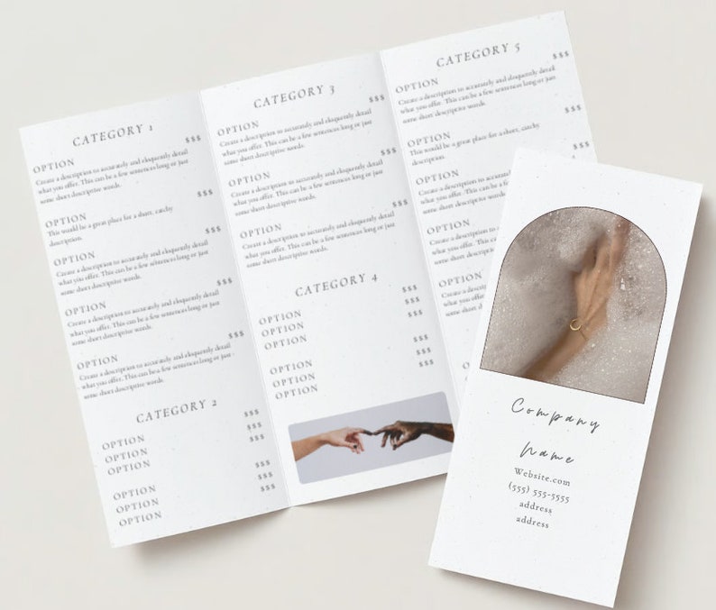 Beige Speckled Service Menu Brochure, Spa Service Pamphlet, Modern Warm ...