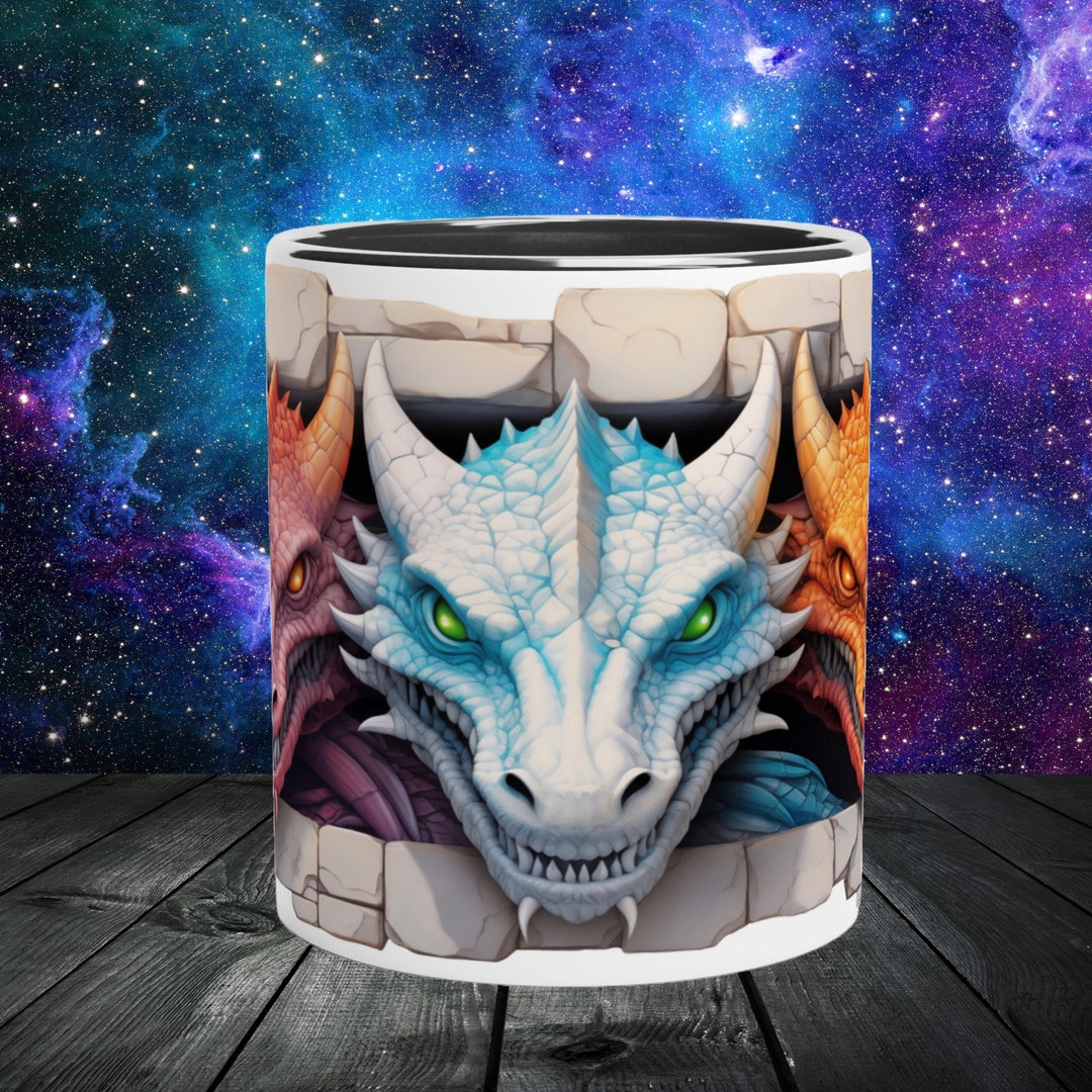 Fantasy Dragon Mug 3D Mythical Creature Art, RPG, Fire Ice Elemental ...