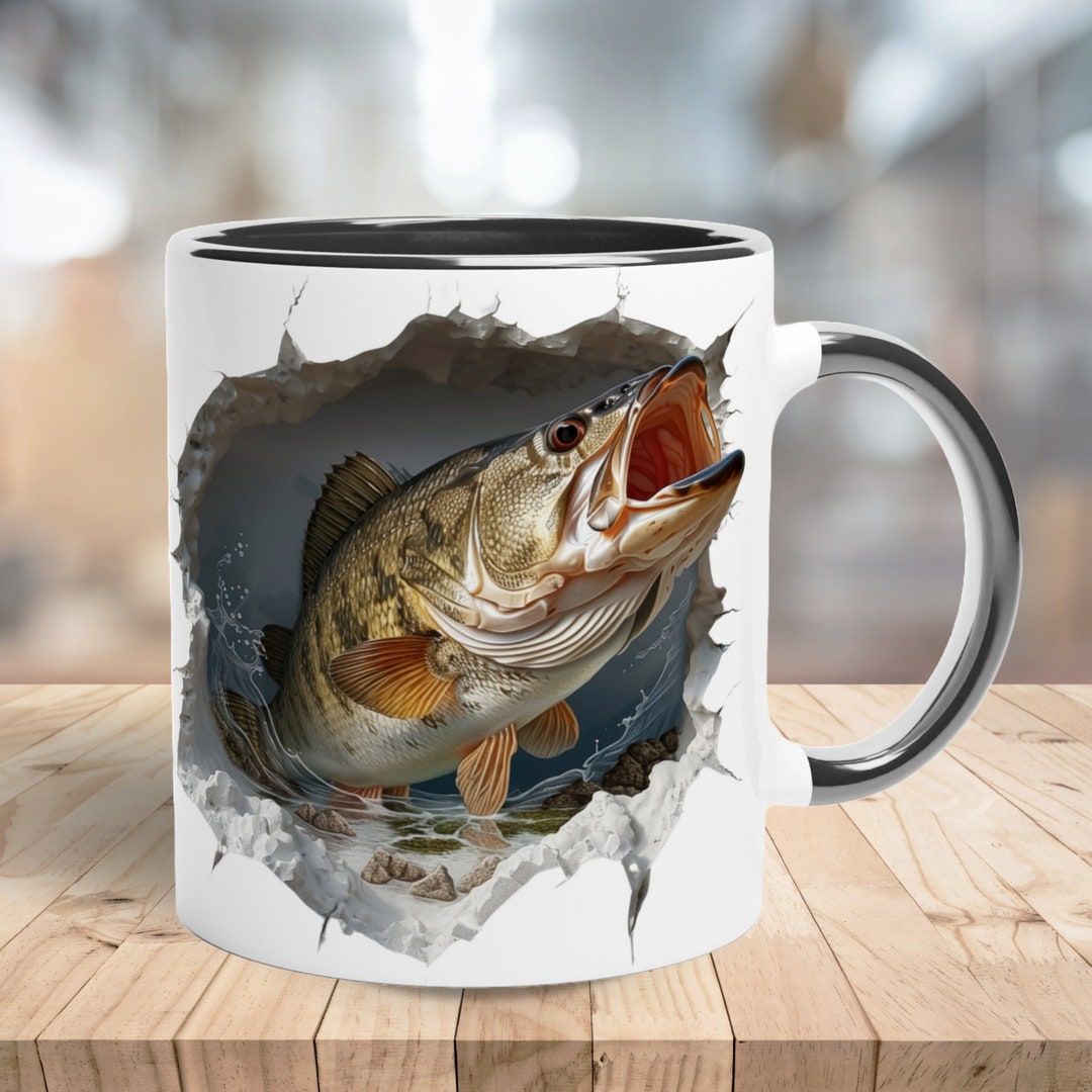 3D Bass Fishing Mug: Fisherman's Gift, Outdoorsman Coffee Cup - Etsy
