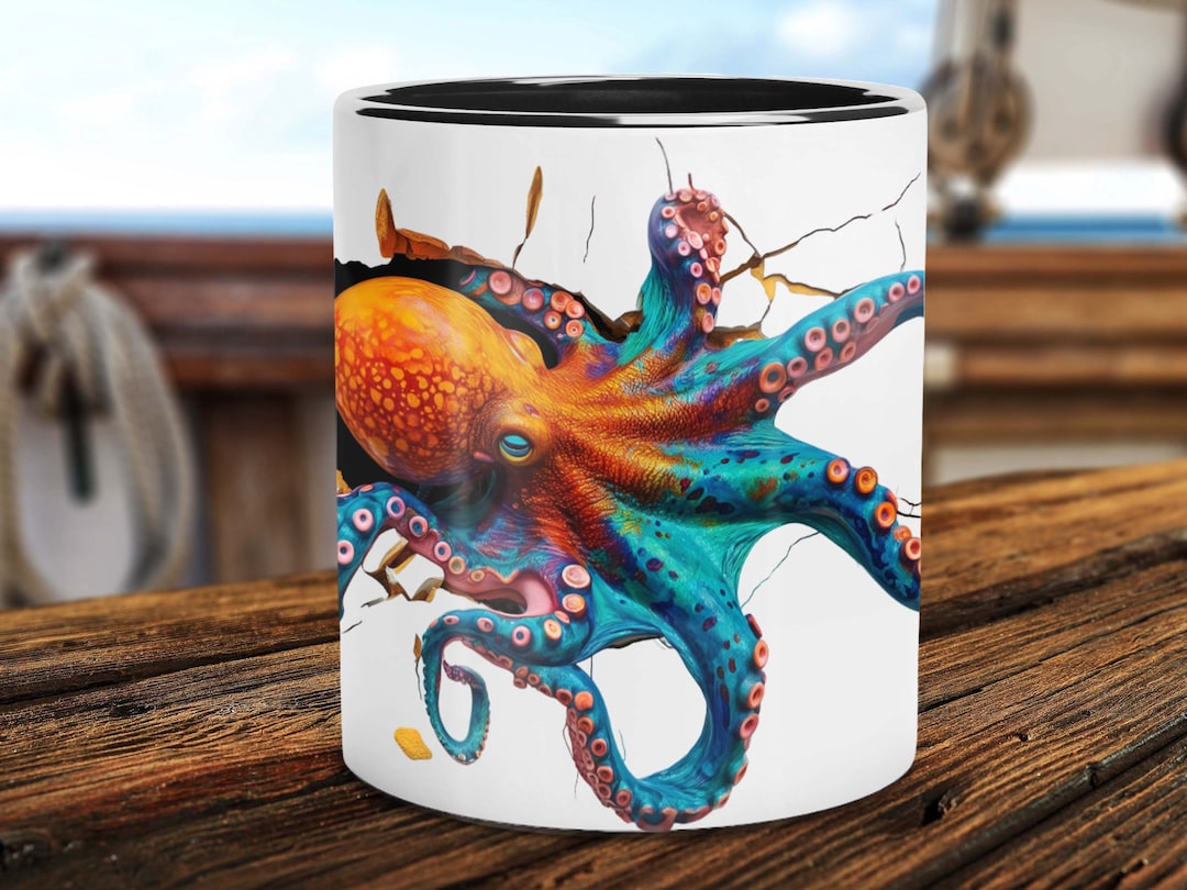 3D Octopus Mug Vibrant Cephalopod Coffee Cup, Ocean Life Tea Mug ...