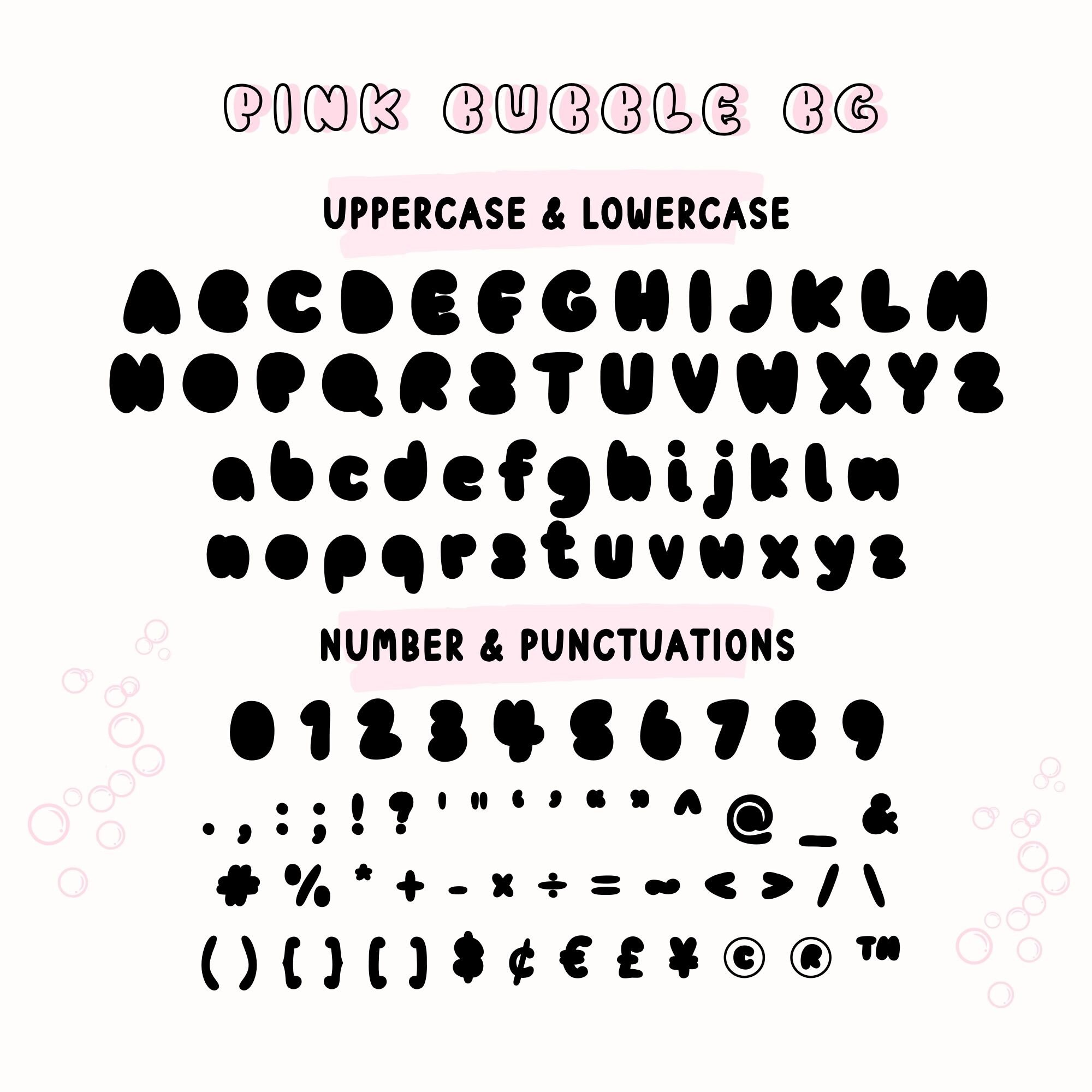 Pink Bubble Font Bubbly Handwritten Font, Cute Font, Procreate Font ...