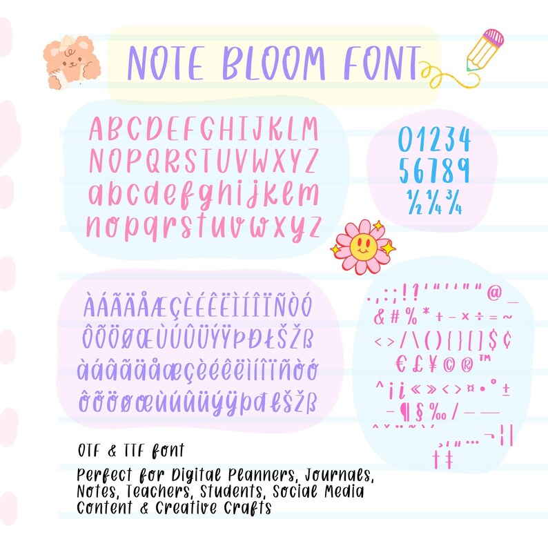 Preppy Handwriting Font, Neat and Clean for Notes, Digital Planners and ...