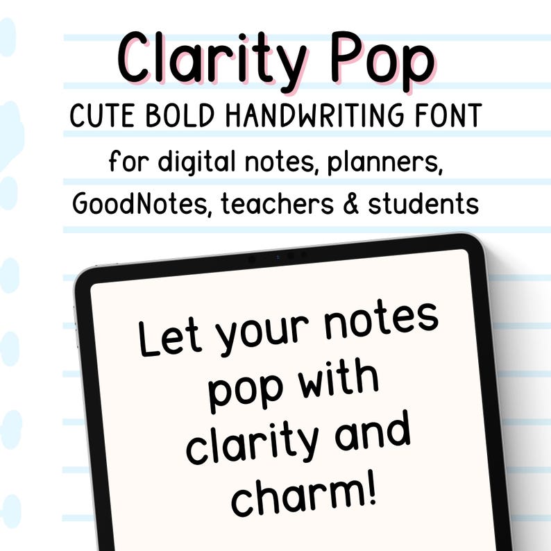 Clarity Pop – Cute Bold Handwriting Font, Minimalist Font, Simple ...