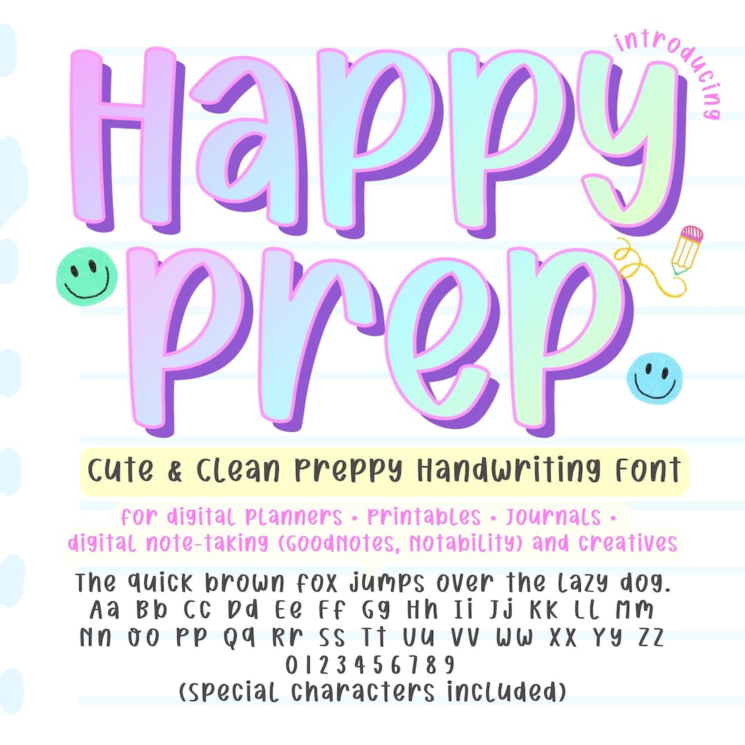 Preppy and Quirky Handwriting Font for Notes, Digital Planners and ...