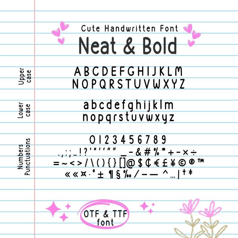 Neat Bold Handwriting Font: OTF, TTF (digital Download) - Etsy