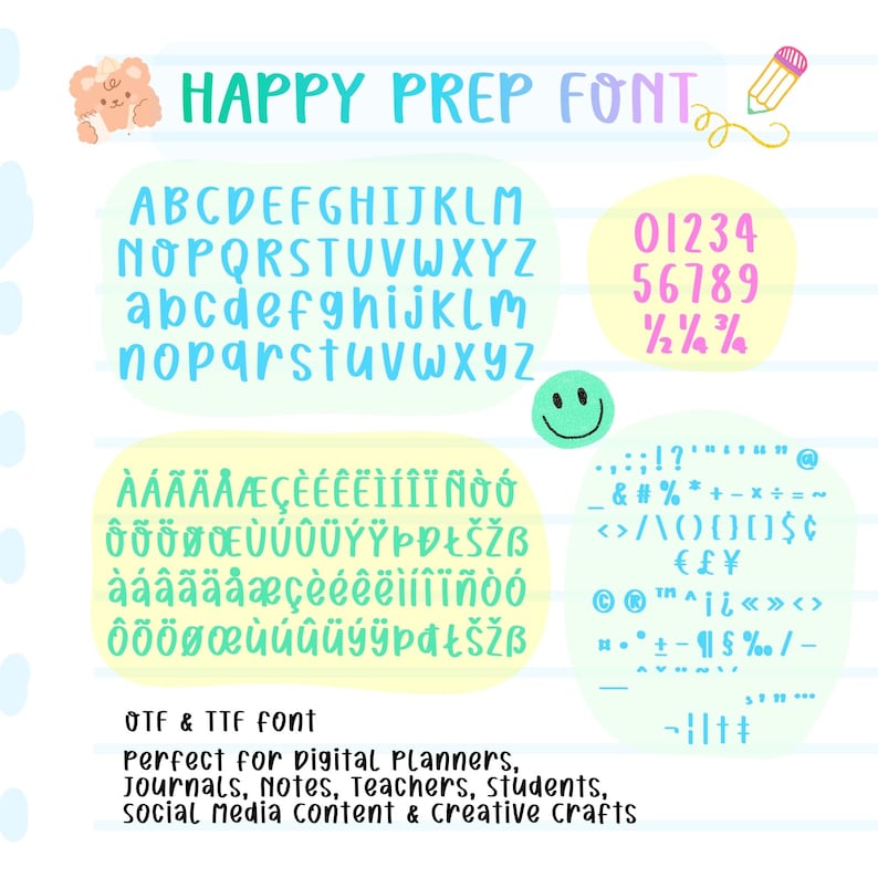 Preppy and Quirky Handwriting Font for Notes, Digital Planners and ...