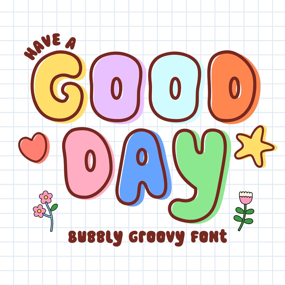 Good Day Font - Bubble Groovy Font, Retro Font, Procreate Font, Canva ...