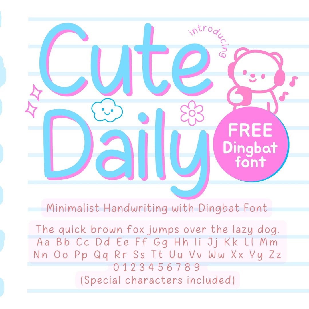 Cutedaily +FREE Dingbat | Neat Handwritten, Kawaii Handwriting for ...