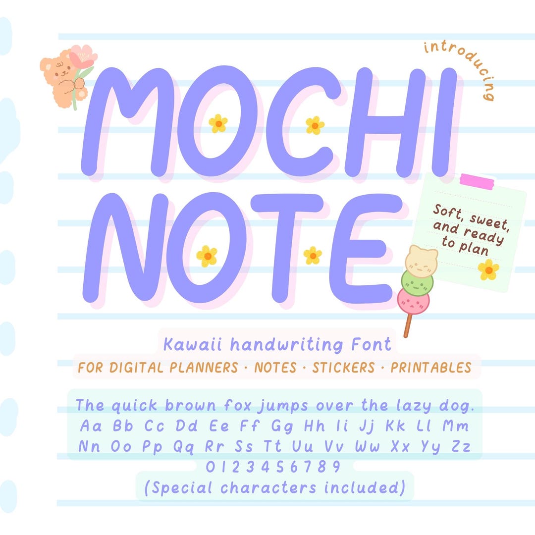 Mochi Note – Cute Handwriting Font, Neat Handwritten for Digital ...
