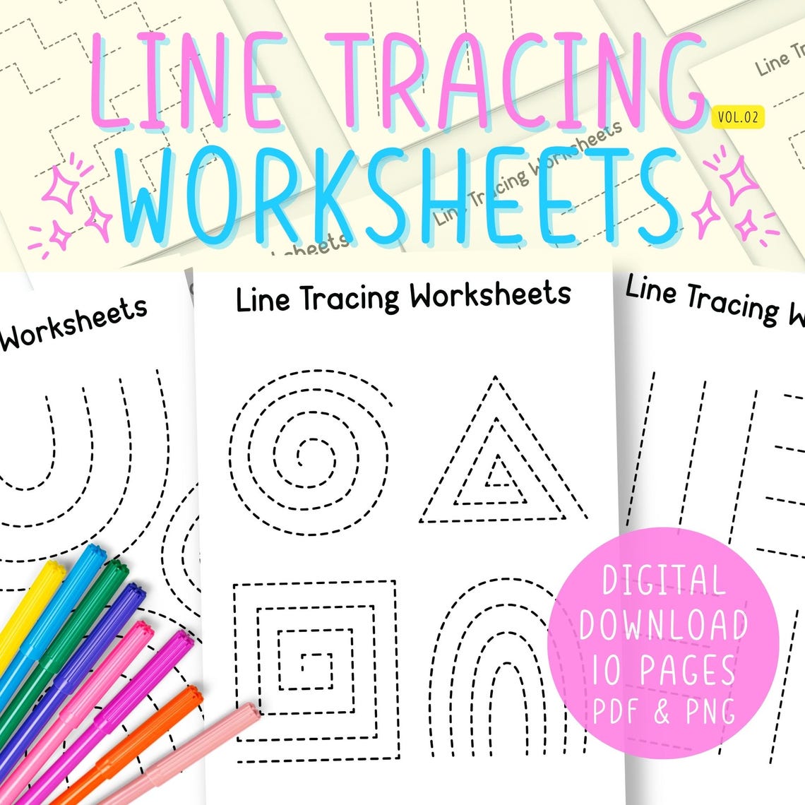 Printable Line Tracing Worksheets, Prewriting & Handwriting Practice ...