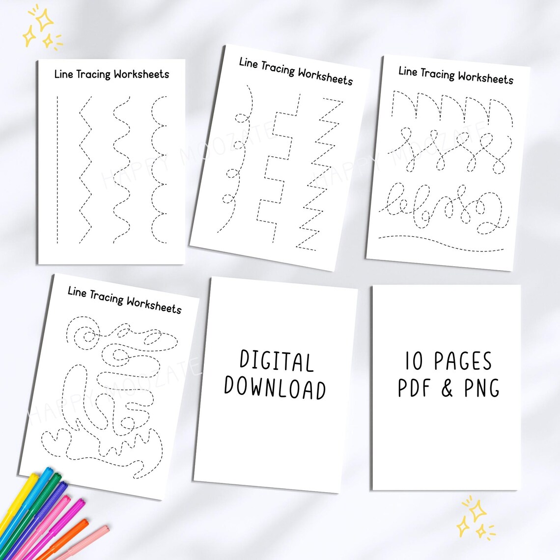Line Tracing Worksheets: Prewriting Practice (PDF) - Etsy