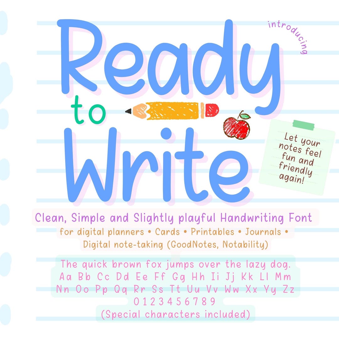 Handwriting Font, Neat Handwritten Font, Simple Font for Goodnotes ...