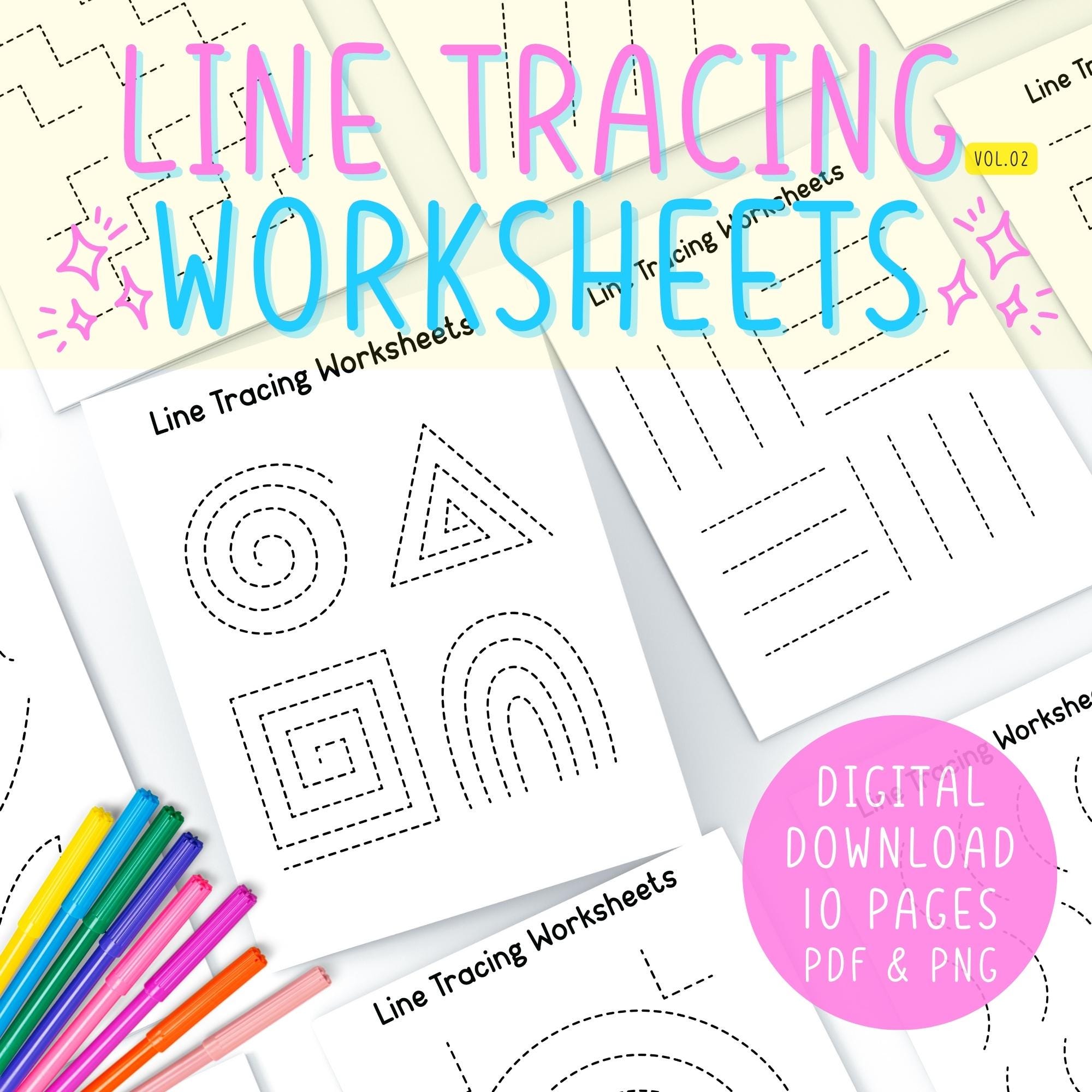 Printable Line Tracing Worksheets, Prewriting & Handwriting Practice ...