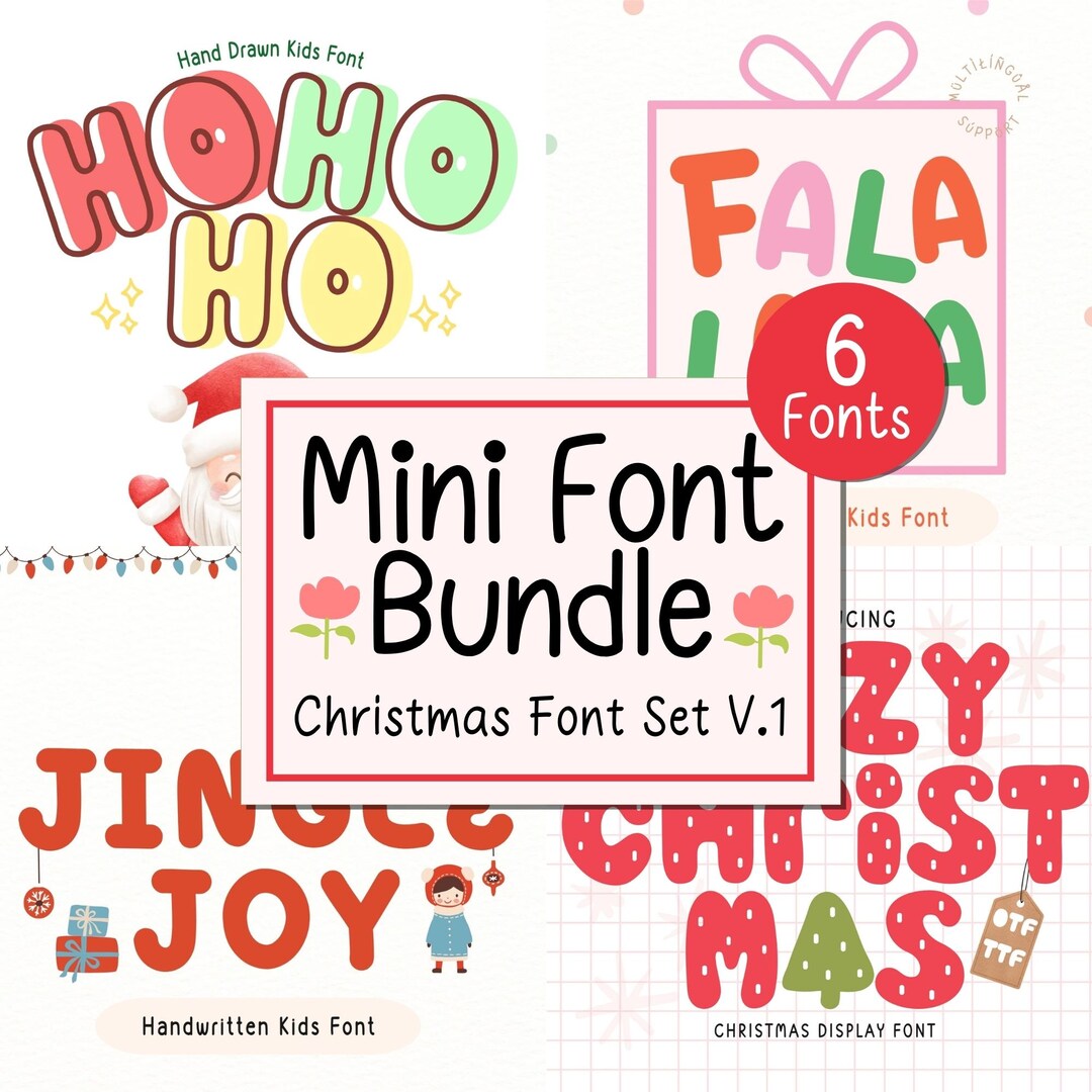 Christmas Bubble Fonts Set V.1, Cozy Mini Font Bundle, Kids Handwriting ...