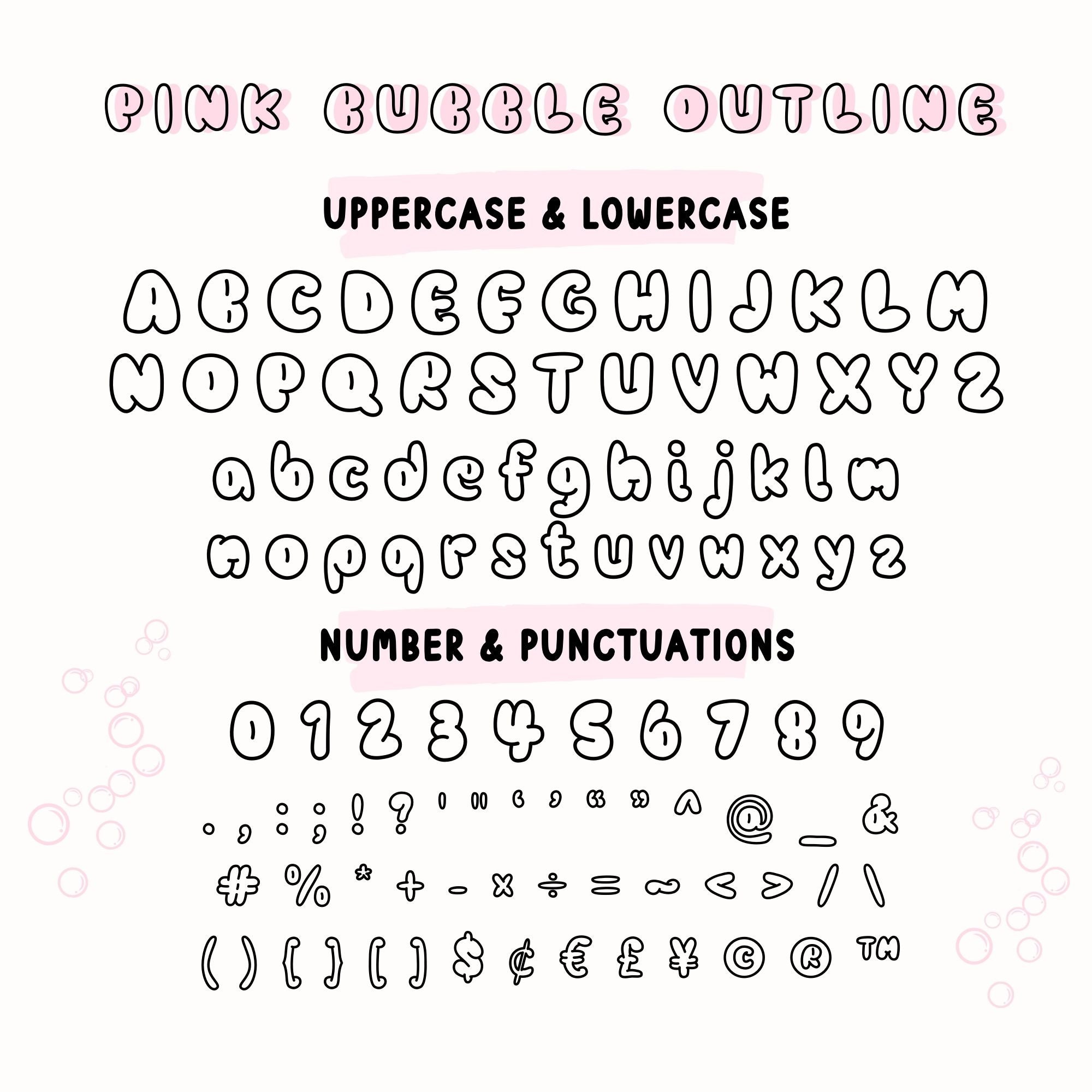 Pink Bubble Font Bubbly Handwritten Font, Cute Font, Procreate Font ...