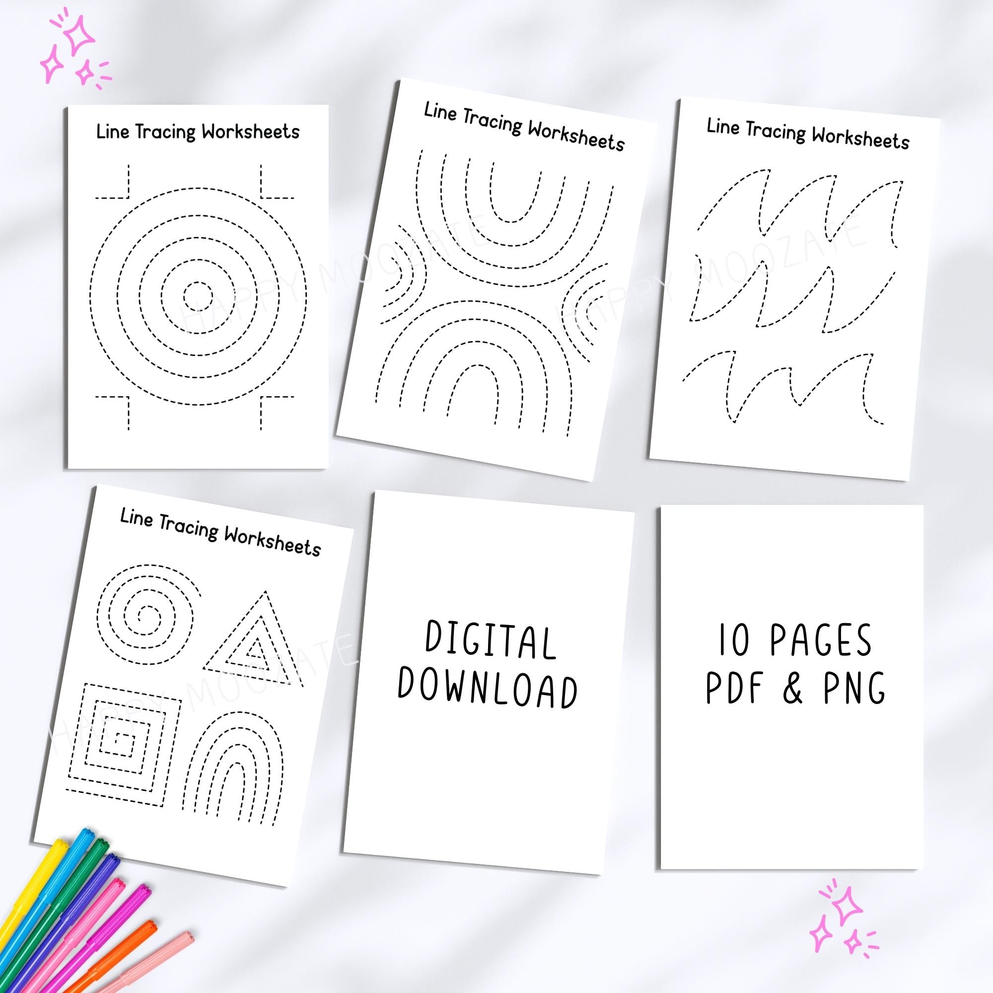 Printable Line Tracing Worksheets, Prewriting & Handwriting Practice ...