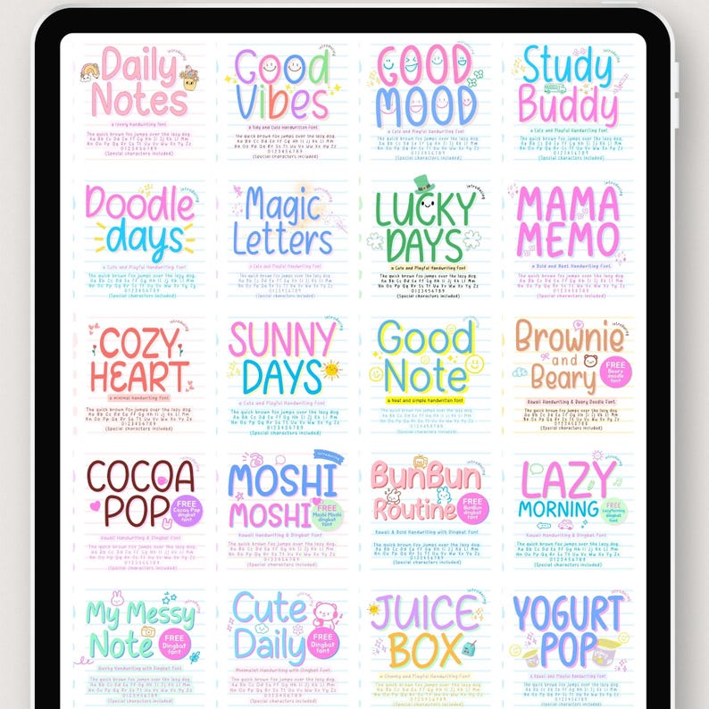 Handwriting Font Bundle V.4 – 20 Cute Neat Handwritten Fonts +7 Dingbat ...