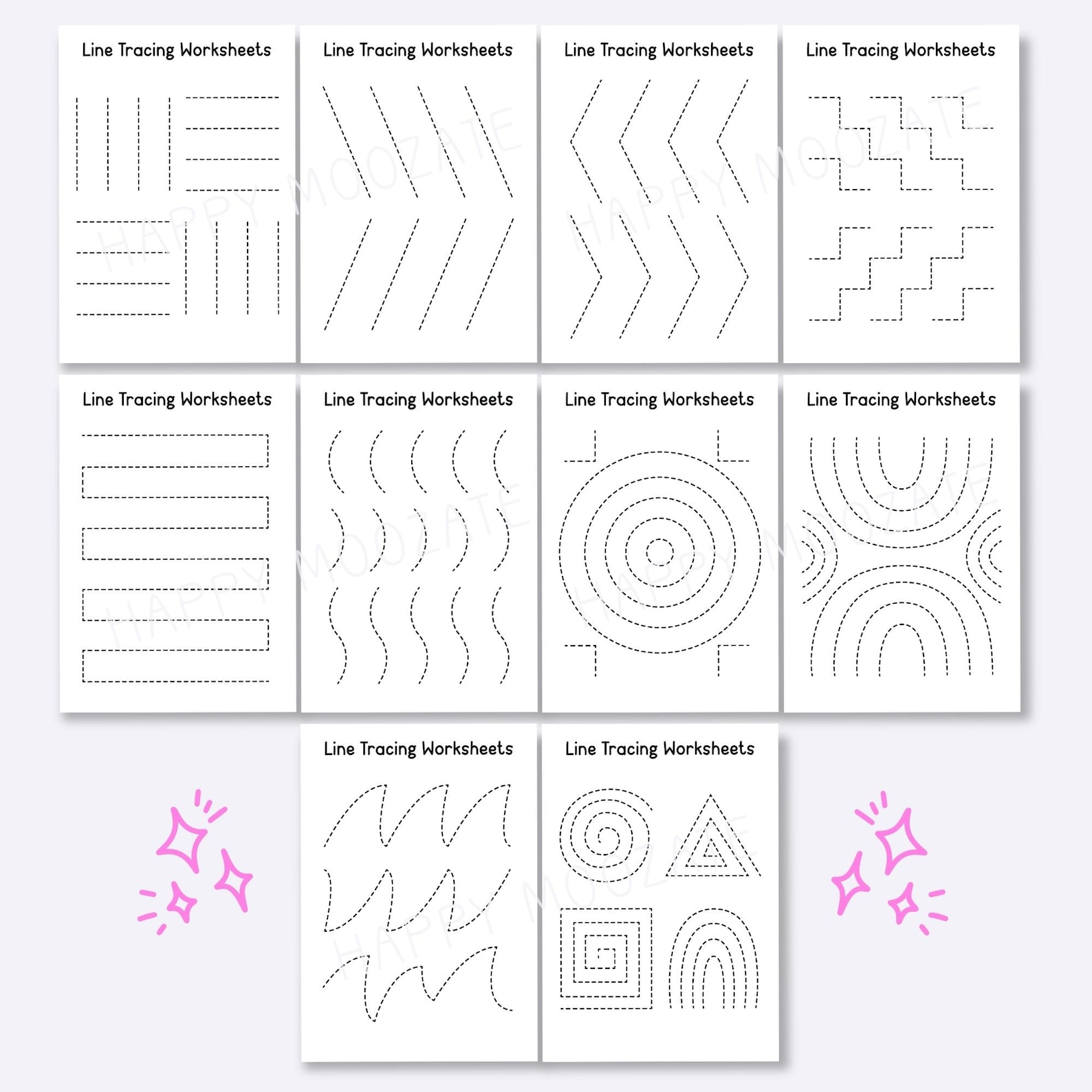 Printable Line Tracing Worksheets, Prewriting & Handwriting Practice ...
