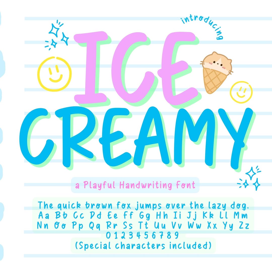 Ice Creamy Font: Playful Handwriting (OTF & TTF Digital Download) - Etsy