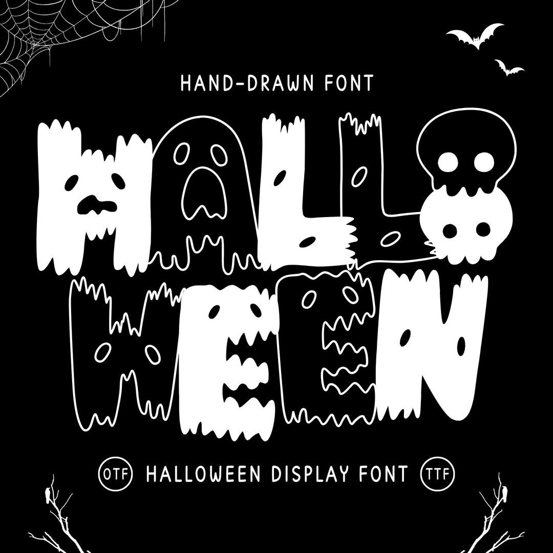 Halloween Font Cute Hand-drawn Spooky Font, Procreate Font, Kid Font ...