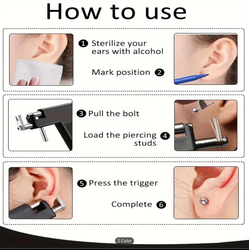 33PCS Complete Ear Piercing Gun Kit Professional Body Piercing Set for ...