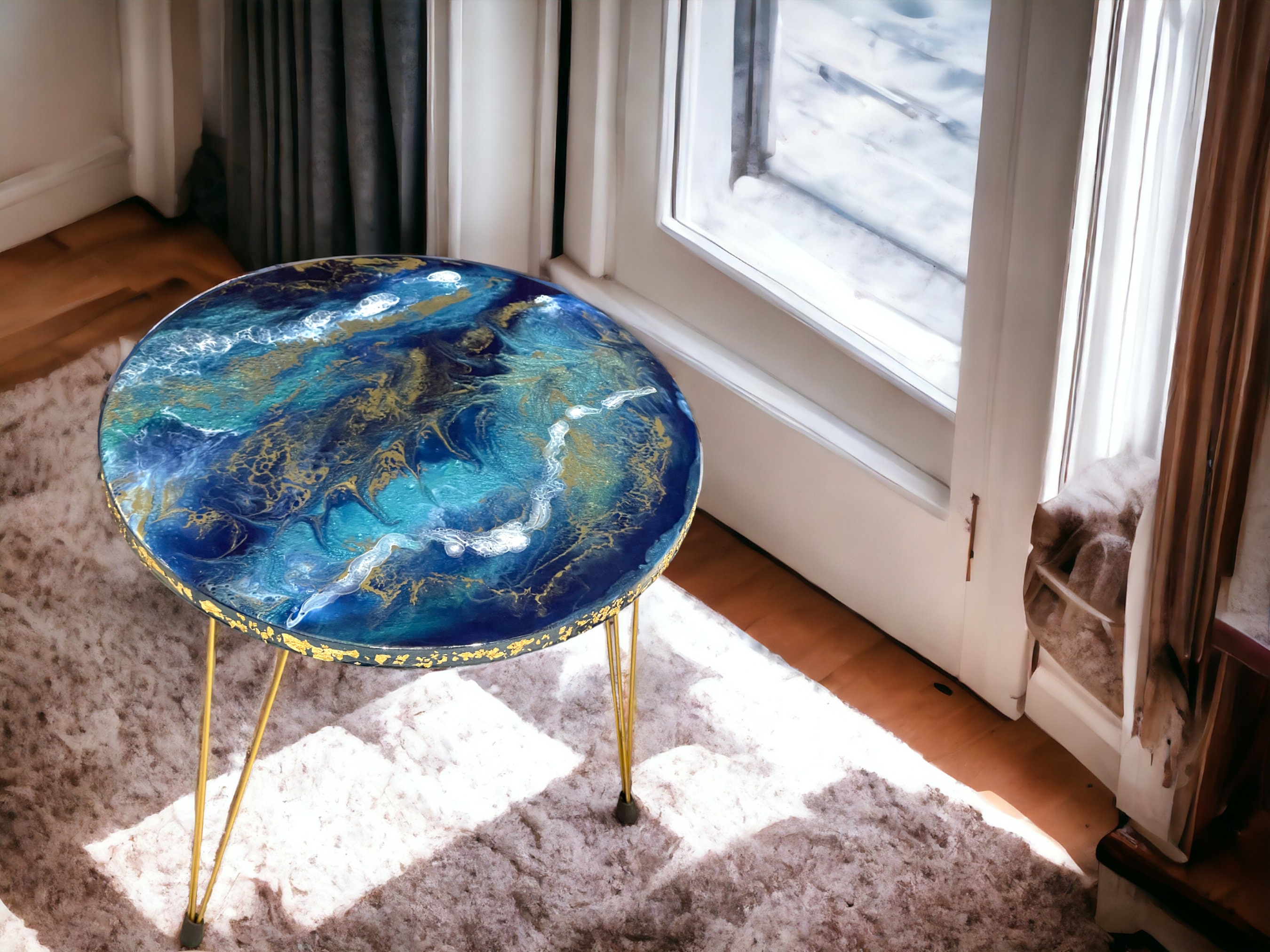 Round Epoxy Resin Coffee Table, Handmade Resin Table Top, Wood Resin ...