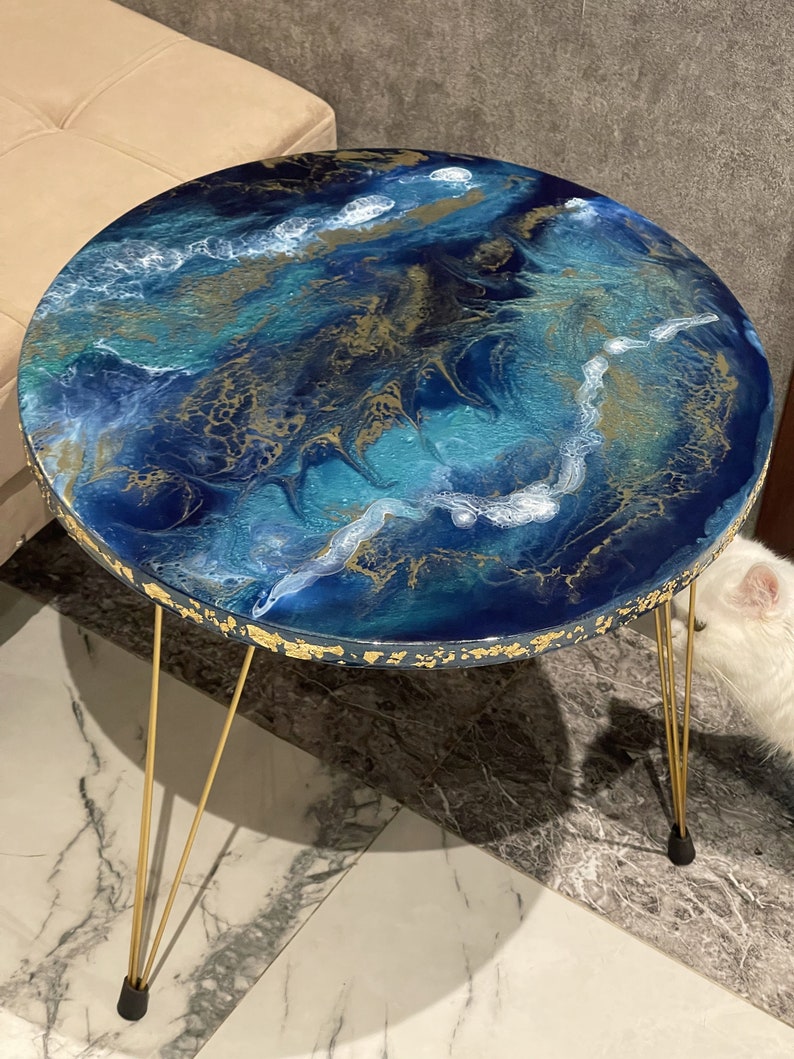 Round Epoxy Resin Coffee Table, Handmade Resin Table Top, Wood Resin ...
