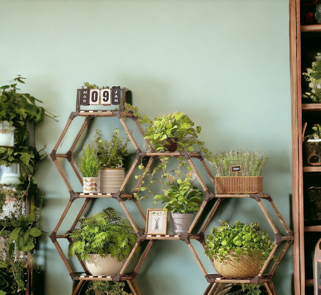 Hexagonal Plant Stand Indoor Outdoor Multiple Plants Indoor Large ...