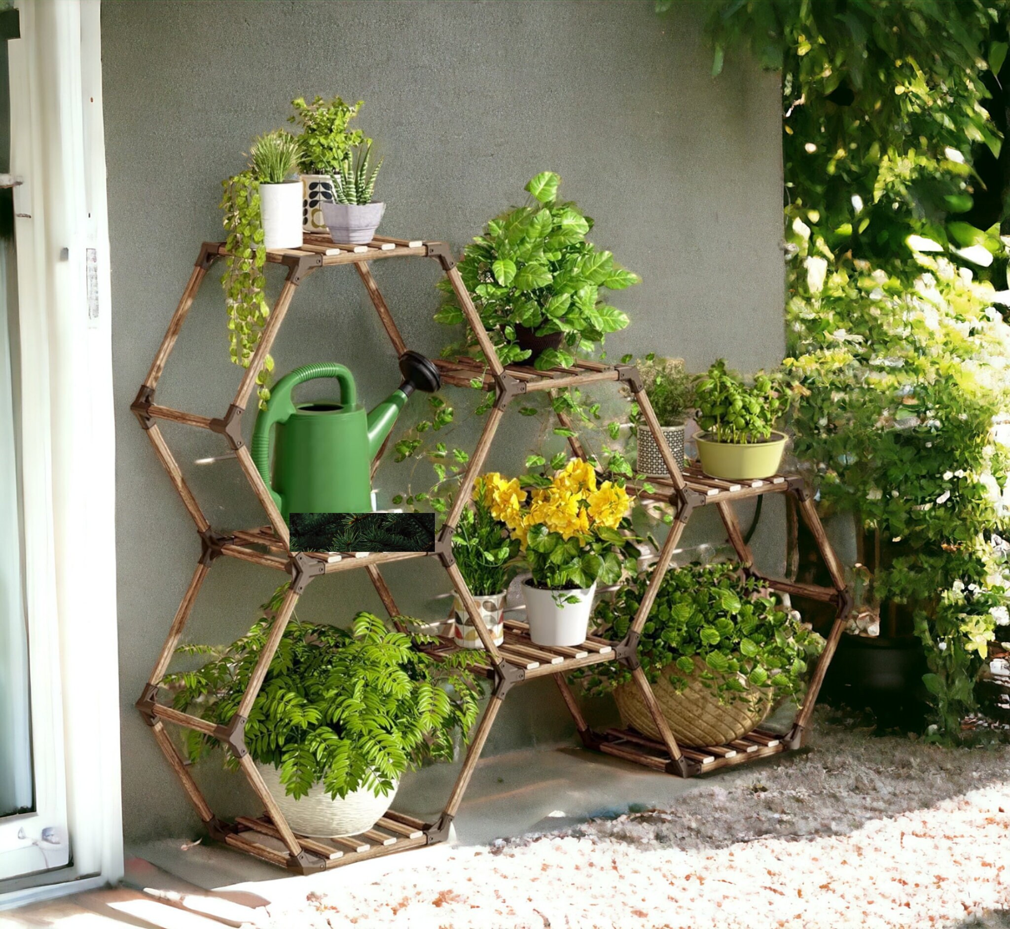 Hexagonal Plant Stand Indoor Outdoor Multiple Plants Indoor Large ...