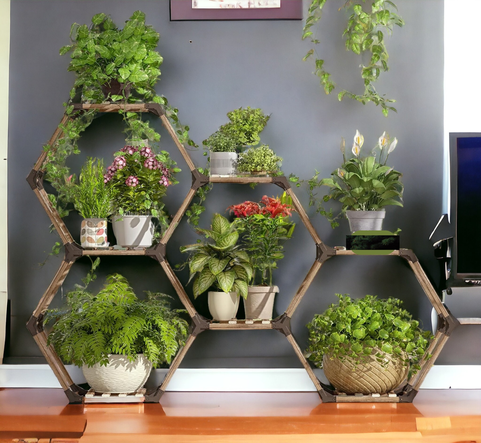 Hexagonal Plant Stand Indoor Outdoor Multiple Plants Indoor Large ...