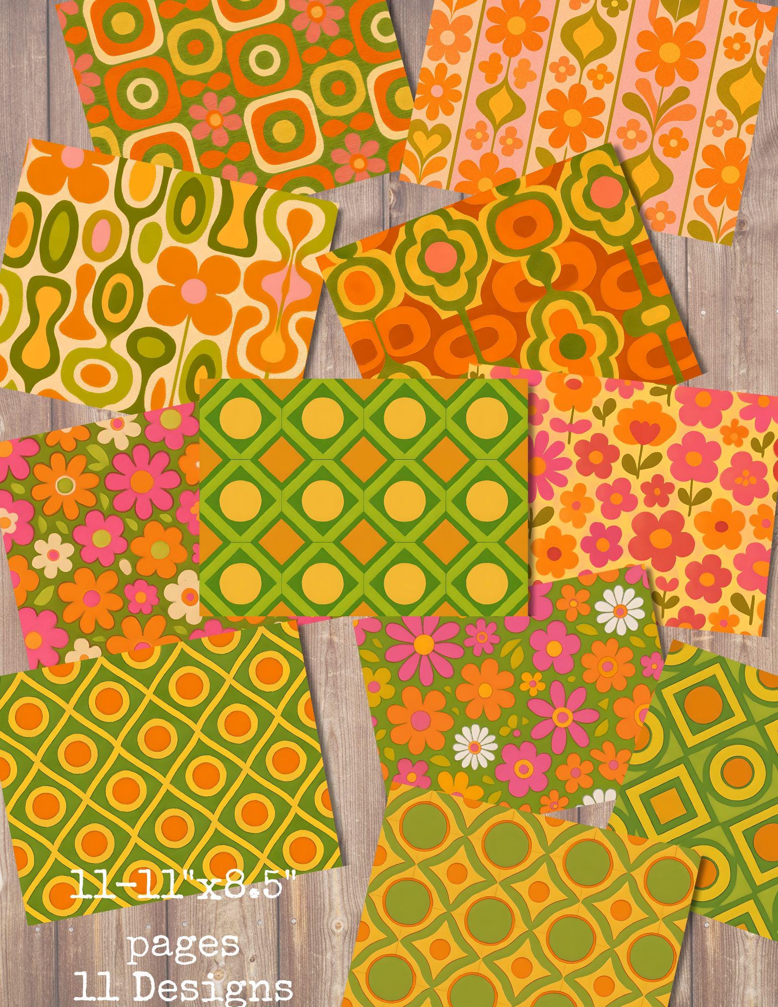 Retro Groovy 1970s Wallpaper Junk Journal Papers, Ephemera, Paper ...