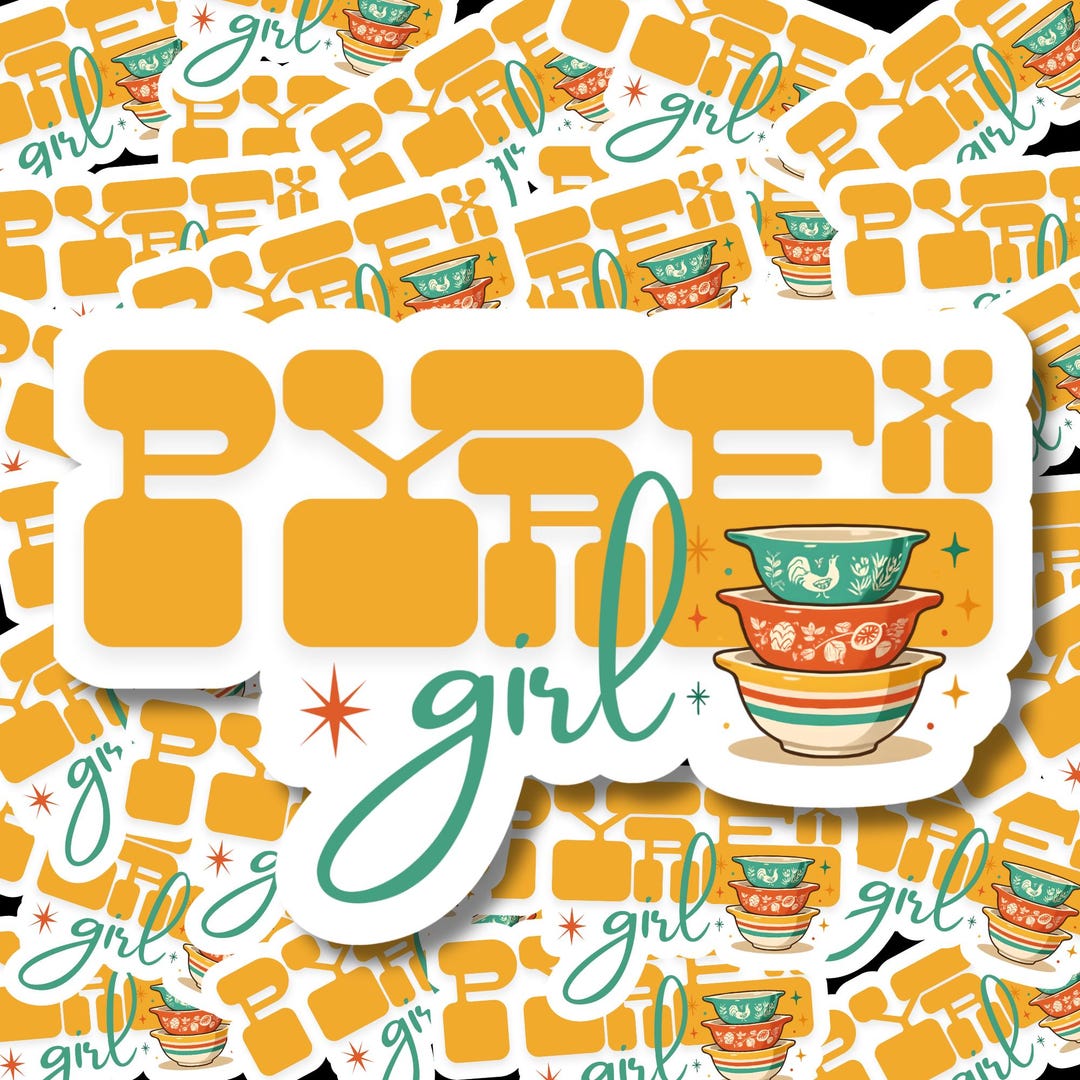 Pyrex Girl Inspired Kiss-cut Stickers, Vintage Pyrex Collector, Retro ...