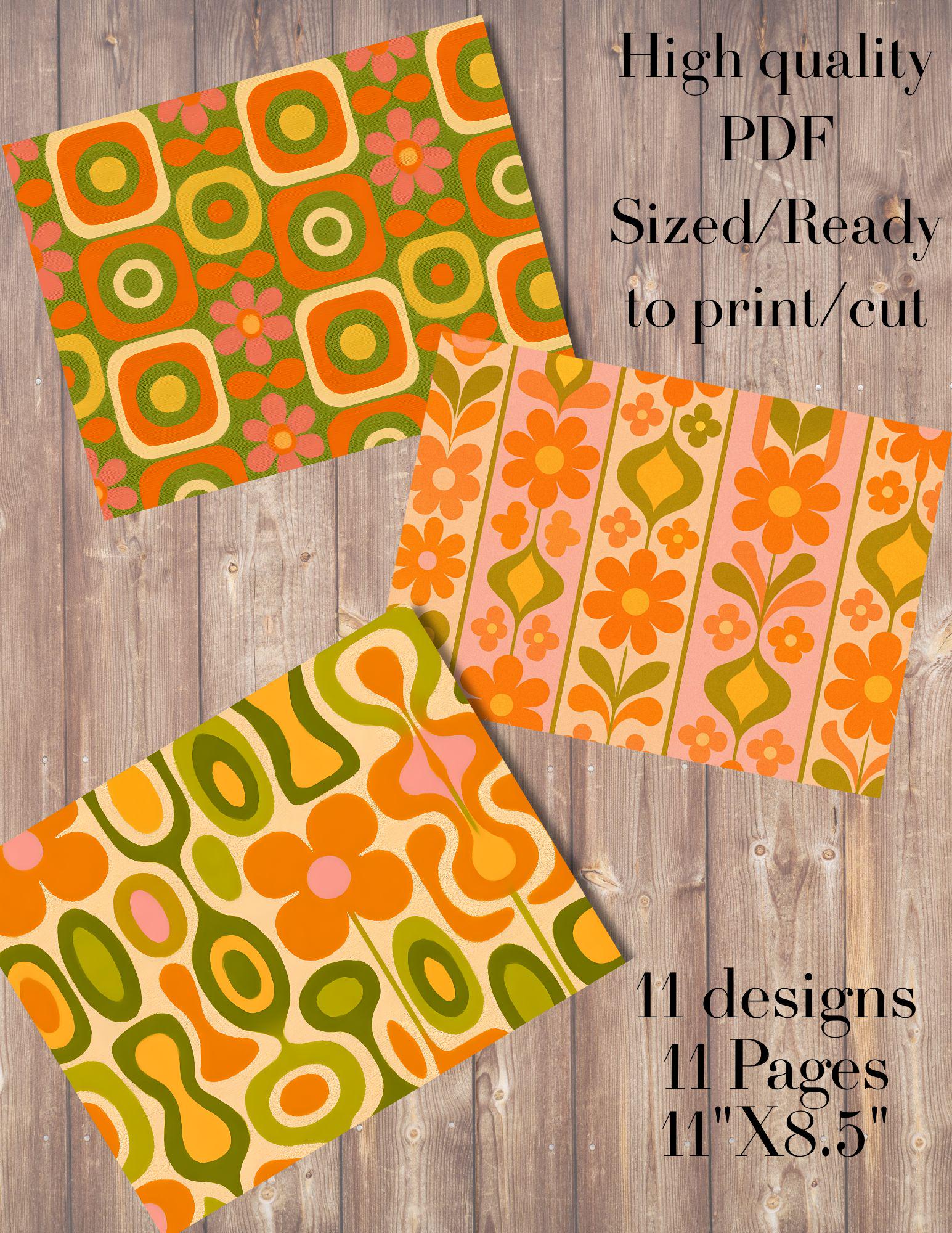 Retro Groovy 1970s Wallpaper Junk Journal Papers, Ephemera, Paper ...