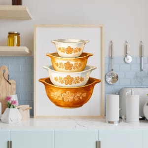 Vintage Pyrex Bowl Stacks PNG Clip Art Bundle. Gooseberry, Butterprint ...