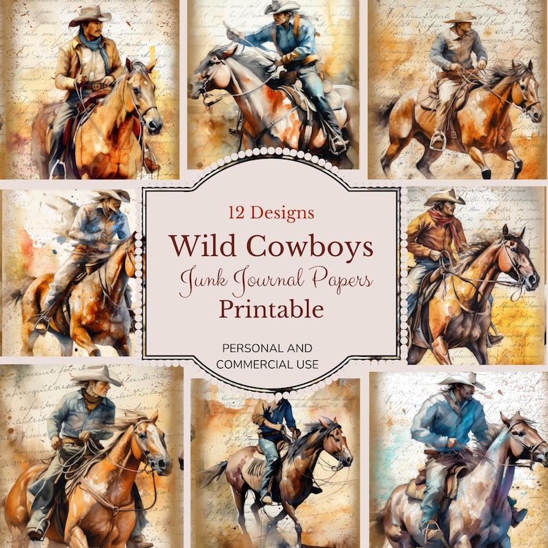 Western, Cowboy, Rodeo, Ranch Life Junk Journal Kit Paper, Digital ...