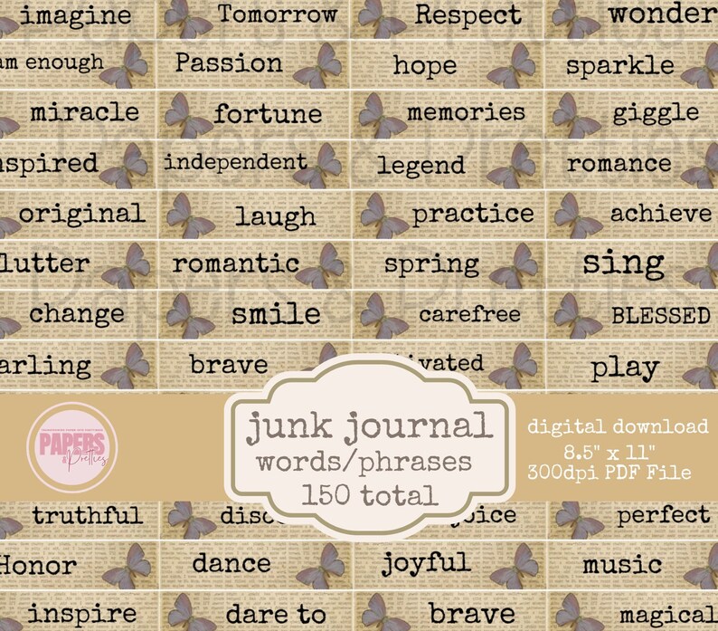 Junk Journal Printable Words Phrases Fussy Cut Download Embellishment ...