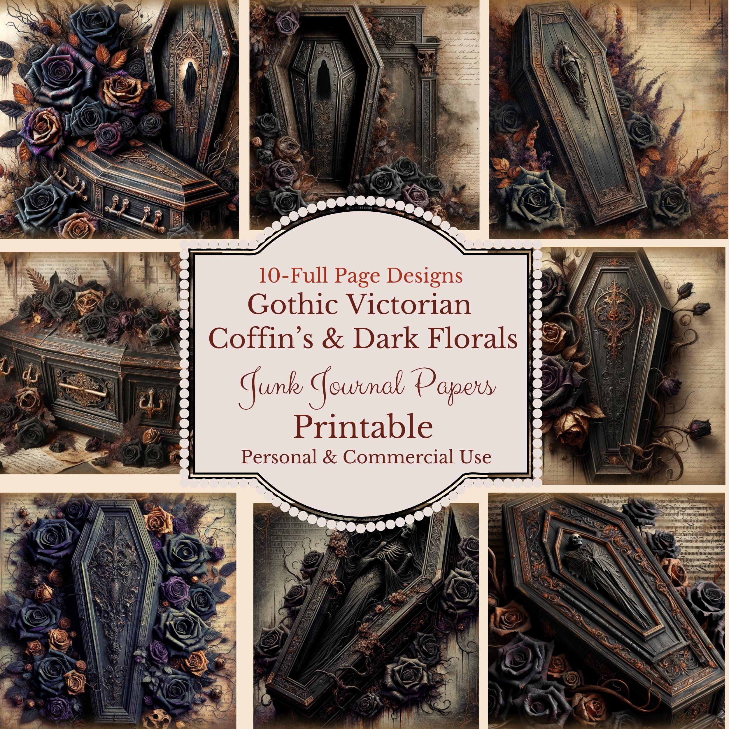 Gothic Victorian Coffin Junk Journal Paper, Haunted Vintage Ephemera ...