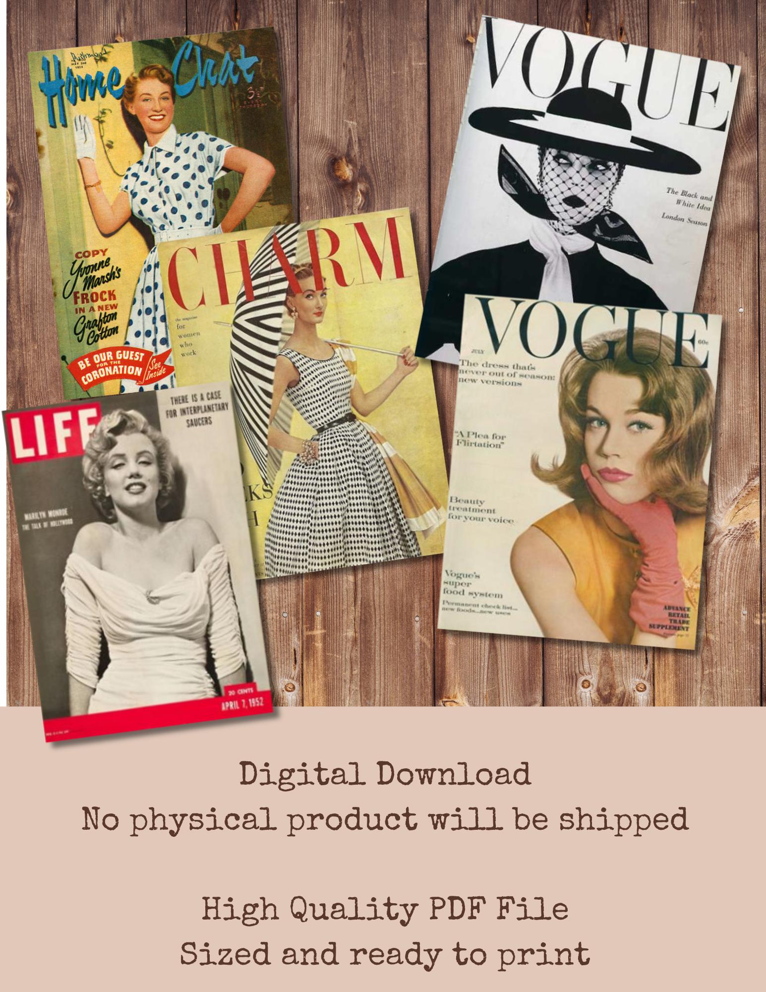 1950s Magazine Covers Junk Journal Cards, Ephemera, Fashion, Home, Teen ...