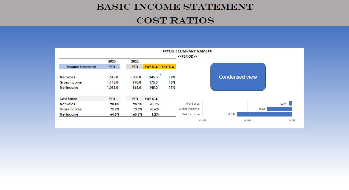 Income Statement Template With Cost Ratios - Etsy