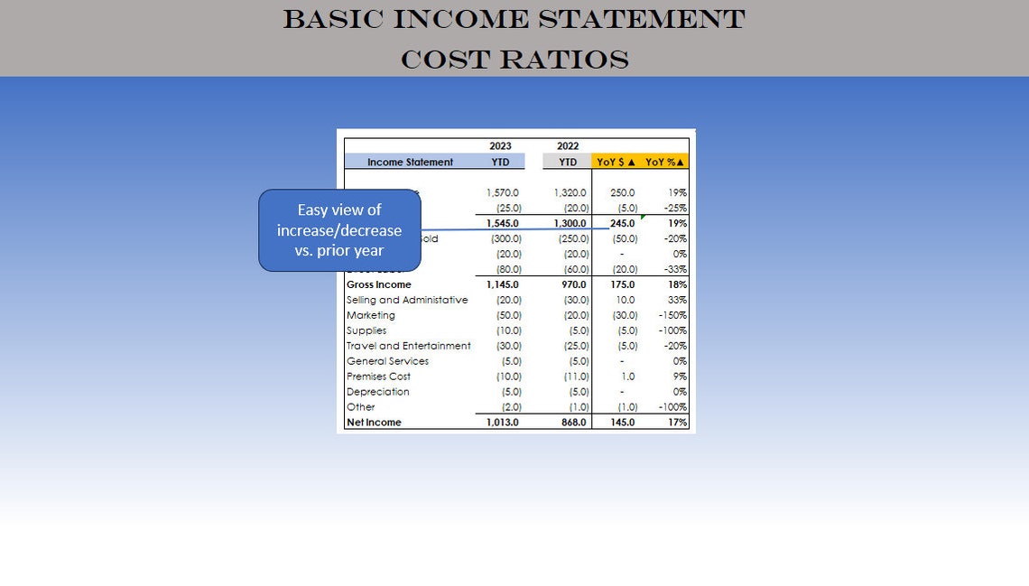 Income Statement Template With Cost Ratios - Etsy
