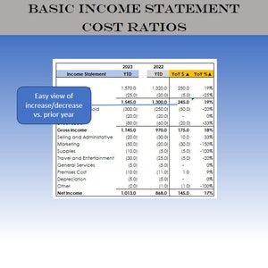 Income Statement Template With Cost Ratios - Etsy