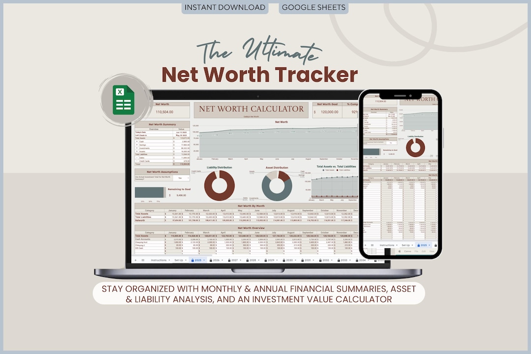 Net Worth Tracker: Google Sheets Template With Investment Calculator ...