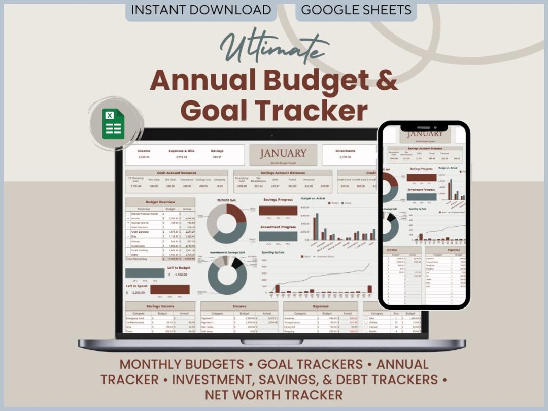 2025 Budget & Goal Tracker: Debit/cash User Google Sheets Template ...