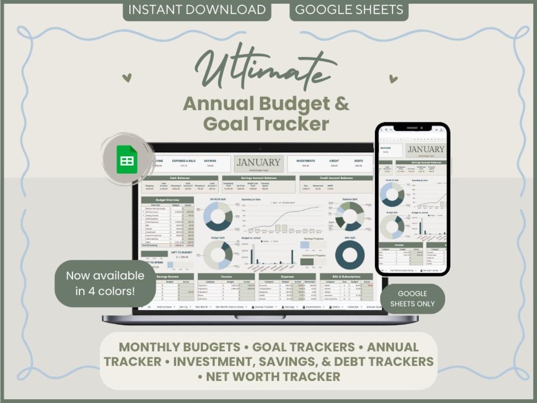 2026 Green Budget & Goal Tracker: Credit Card and Debit/cash User ...